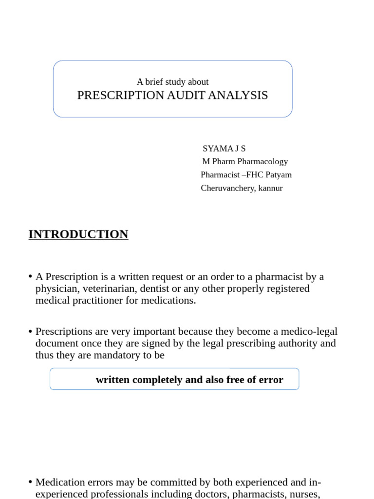 Prescription Audit Analysis Overview | PDF | Medical Prescription ...