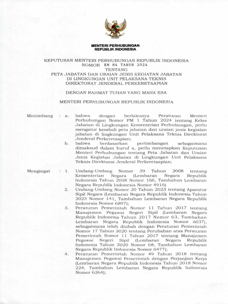 KM 84 Tahun 2024 Peta Jabatan Dan Uraian Jenis Kegiatan Jabatan (1) | PDF