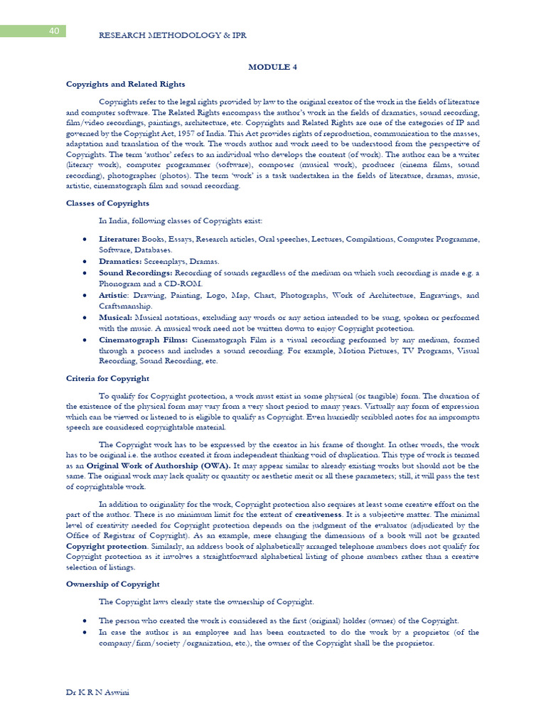 Module_4 (2) | PDF | Copyright | Trademark Module_4 (2) | PDF | Copyright | Trademark