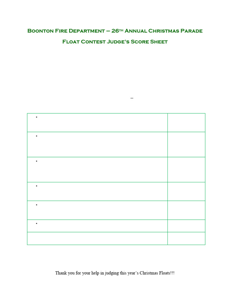 Float Contest+Score+Sheet+2019 | PDF
