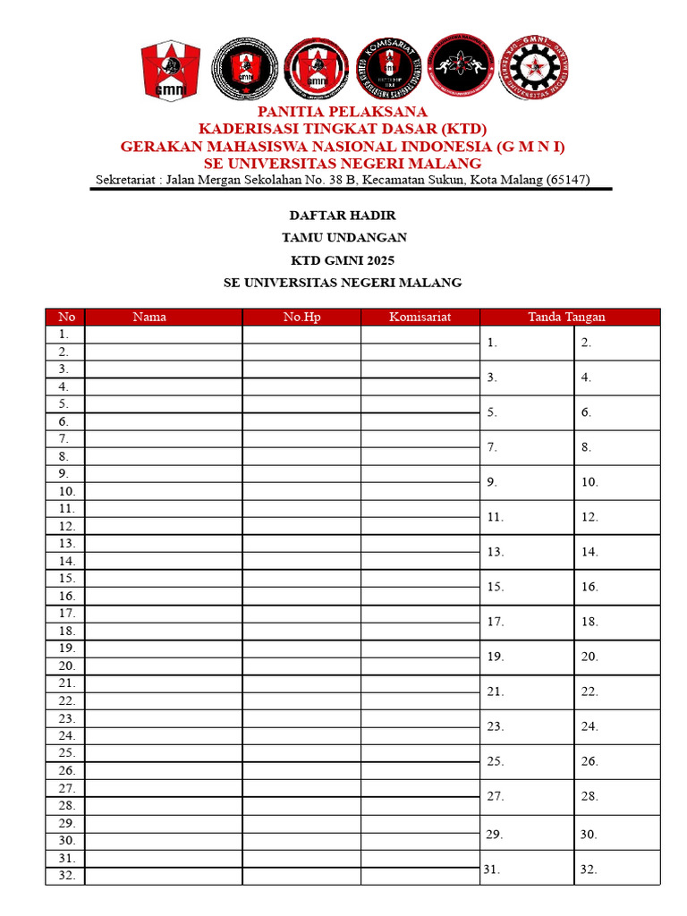 Daftar Hadir Tamu Undangan | PDF