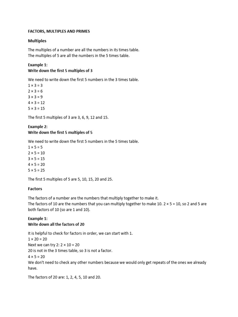 Math Exercise 10 FACTORS | PDF