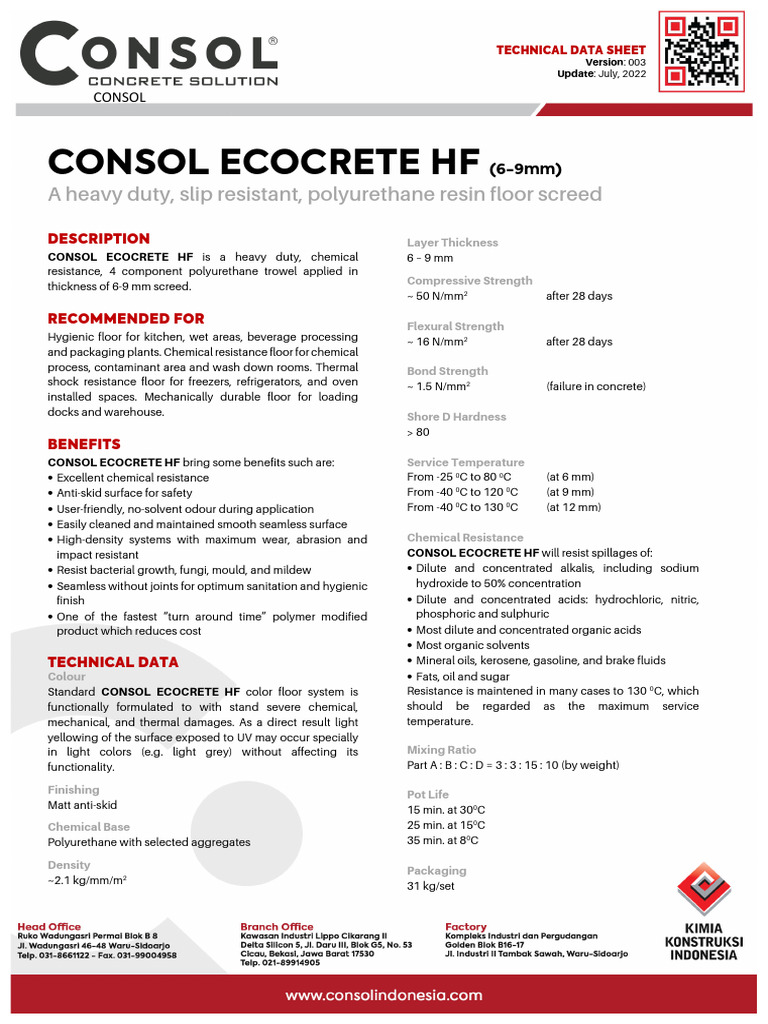 Tds Consol Ecocrete Hf | PDF | Epoxy | Paint