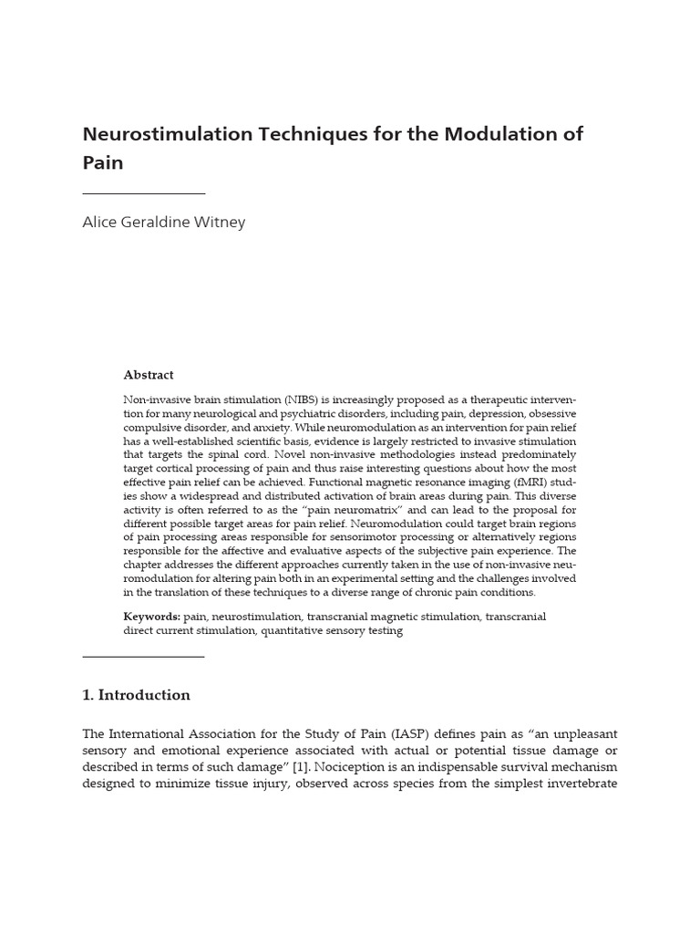 Pain Modulation via Neurostimulation | PDF | Pain | Dorsolateral ...