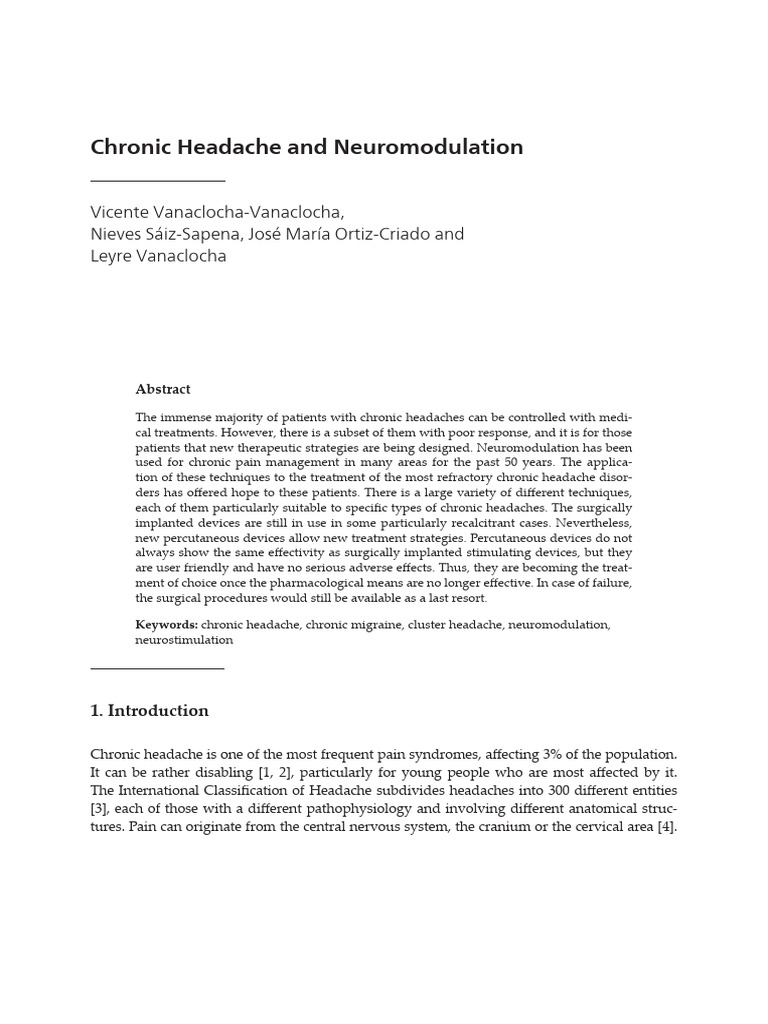 Neuromodulation for Chronic Headaches | PDF | Headache | Symptoms And Signs