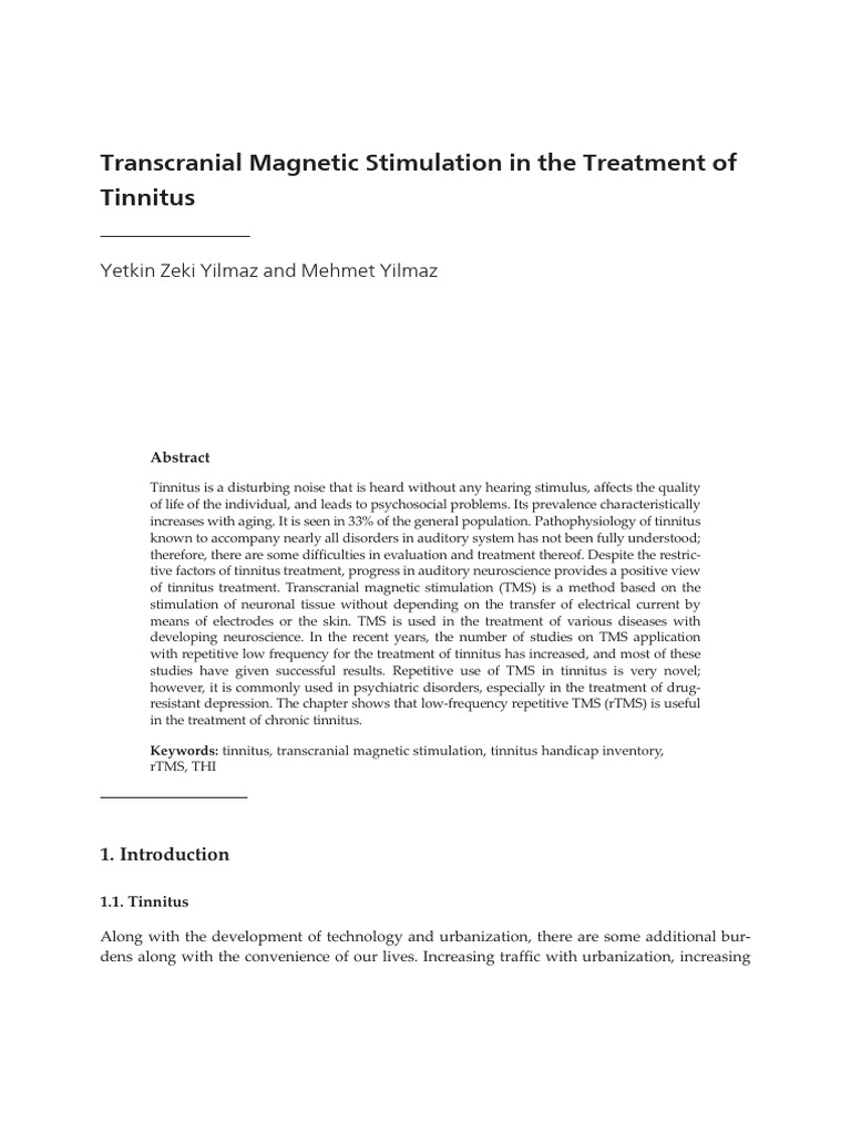Transcranial Magnetic Stimulation in The Treatment of Tinnitus | PDF ...