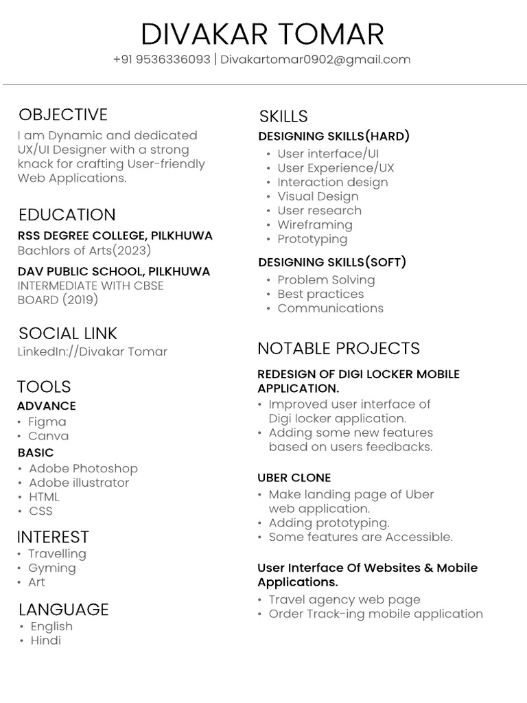 Divakar Tomar - UI/UX Designer Portfolio | PDF