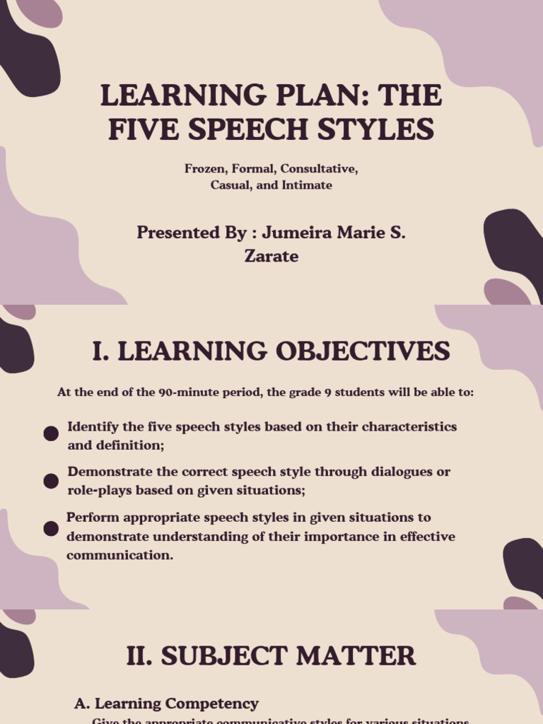 The Five Speech Styles | PDF | Communication | Speech