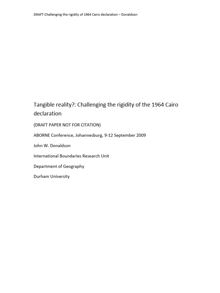 Rethinking the 1964 Cairo Declaration | PDF | International Law | State ...
