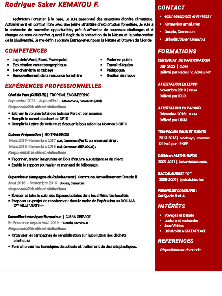 CV Canadien Quebec KEFROS | PDF | Environnement naturel