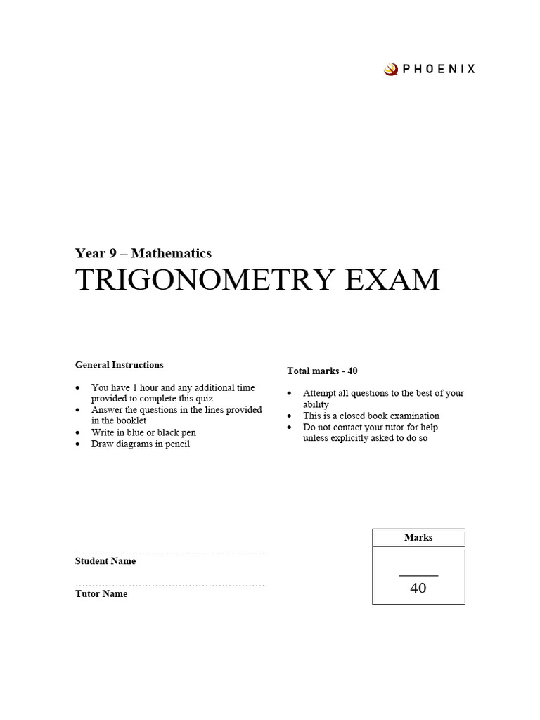 Year 9 Trigonometry Accelerated Exam | PDF | Taxes | Government Finances