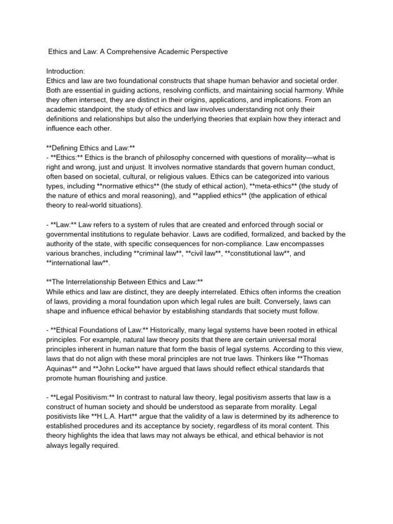 Law and Ethics | PDF | Jurisprudence | Utilitarianism