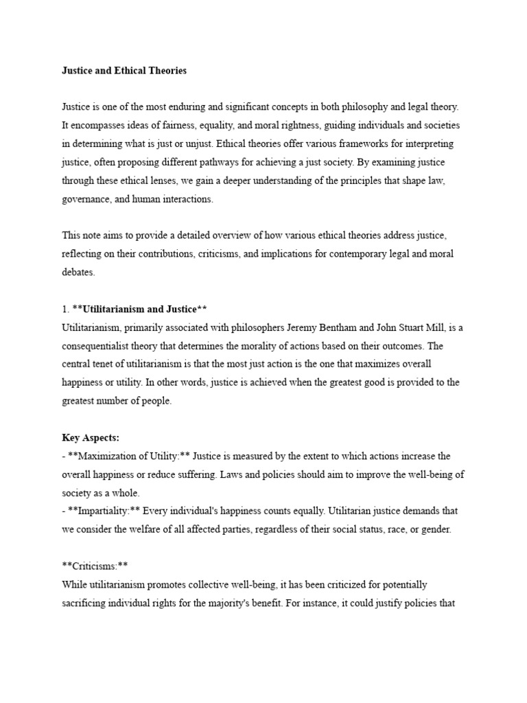 Ethical Theories of Justice Explained | PDF | Justice | Crime & Violence