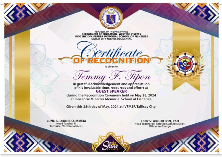 Recog Cert of Speaker | PDF