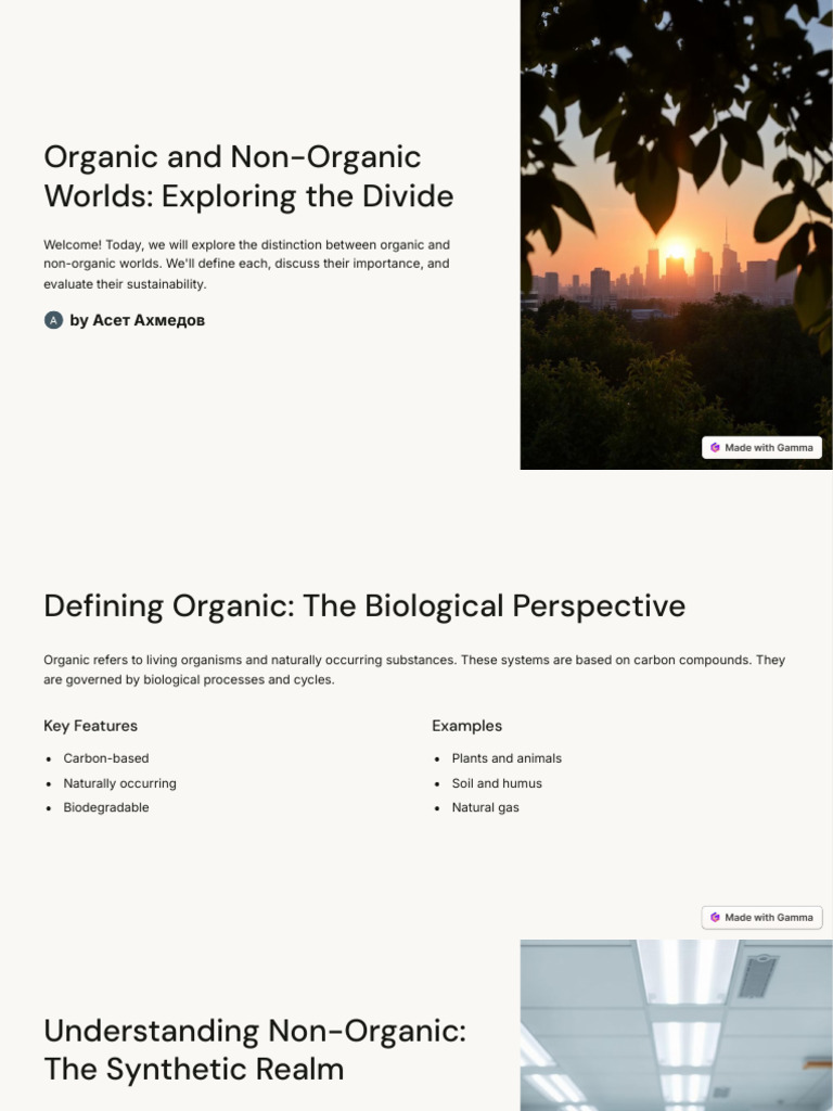 Organic and Non Organic Worlds Exploring The Divide | PDF | Organic ...