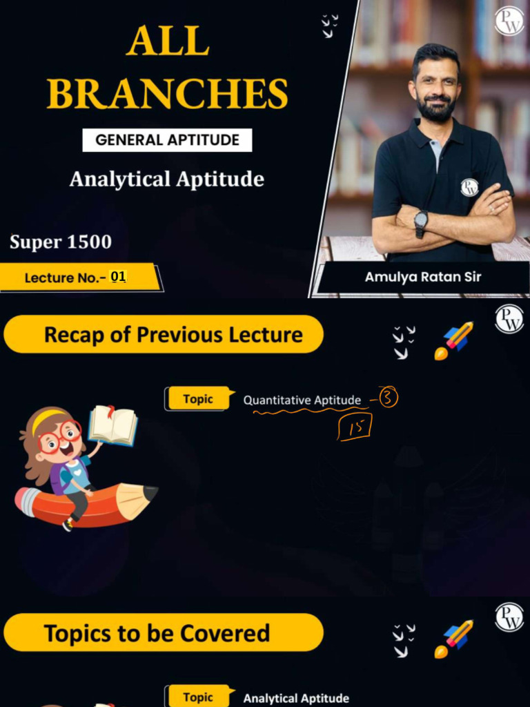 Analytical Aptitude 01 - Class Notes | PDF