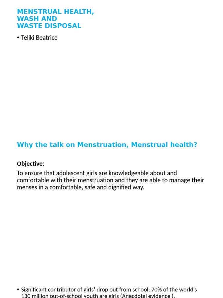Session 11b. MENSTRUAL HEALTH | PDF | Wash | Waste Management