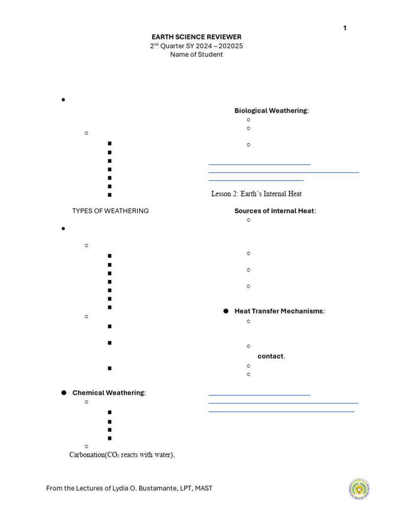 Earth Science Reviewer Template | PDF | Magma | Plate Tectonics