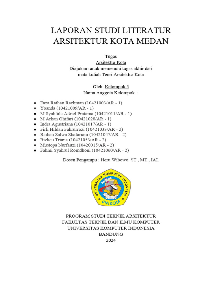 LAPORAN STUDI LITERATUR ARS KOTA MEDAN (1) (1) | PDF