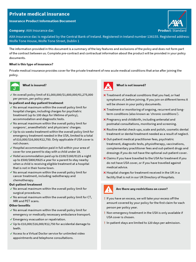 AXA Private Medical Insurance Overview | PDF | Patient | Hospital