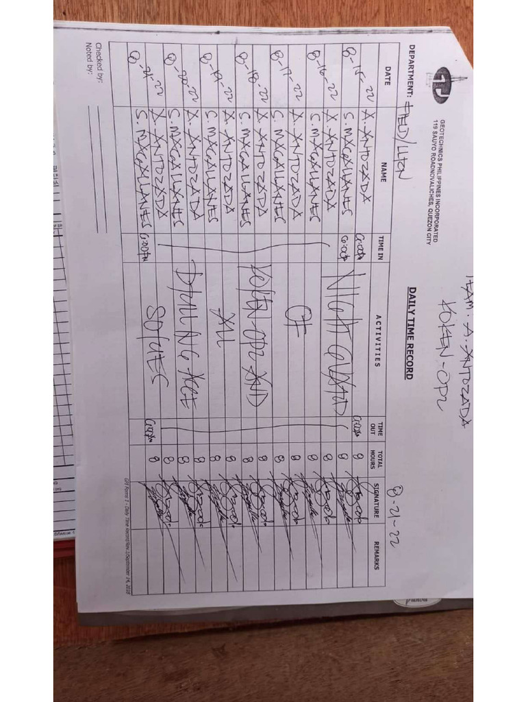 Timesheet Andre | PDF