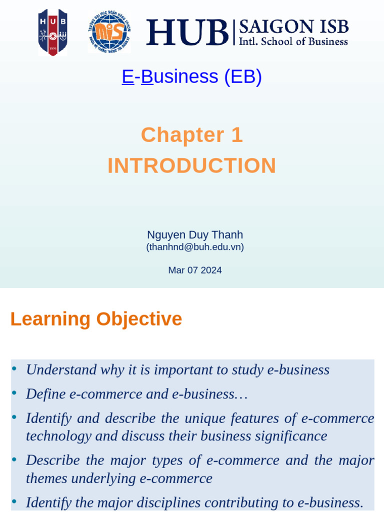 2024-EB-C1 - Introduction To E-Business E-Commerce | PDF | E Commerce | Electronic Business