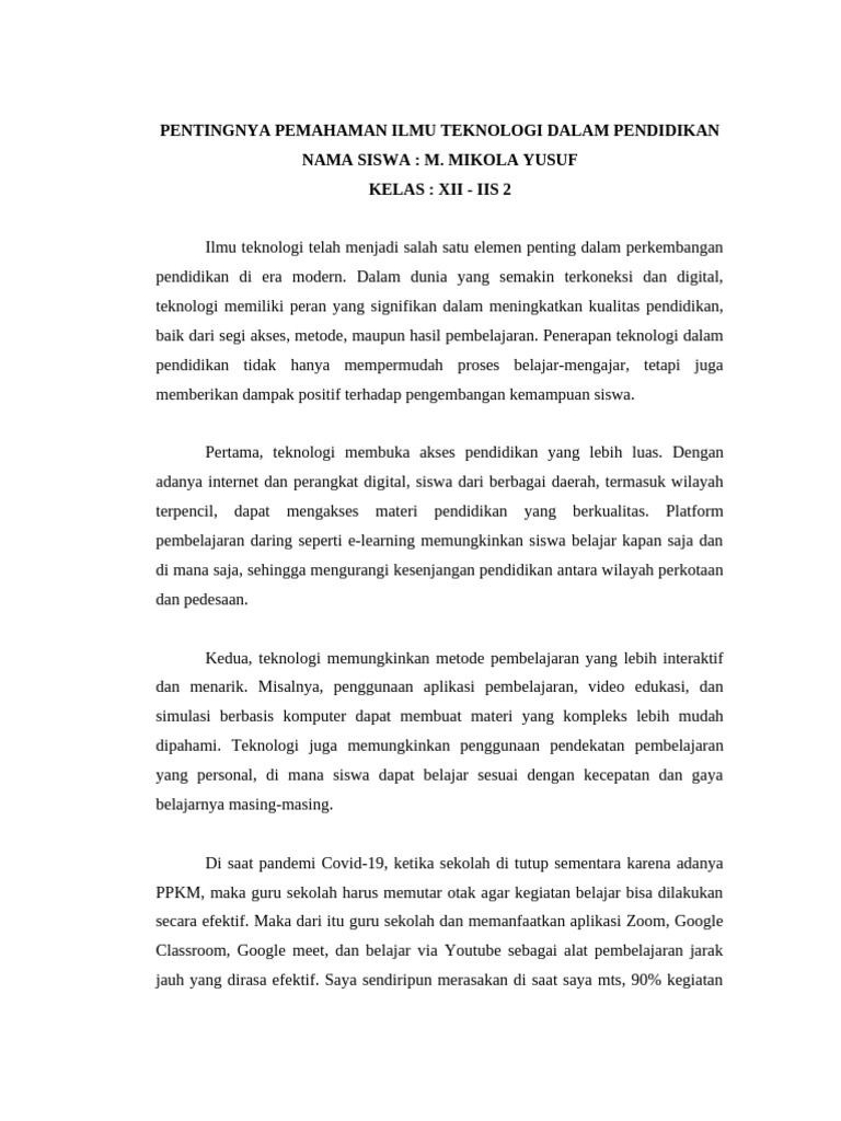 Template Esai Untuk Lomba Esai Nasional Siswa Sma SMK 2021 Fmipa Uii | PDF