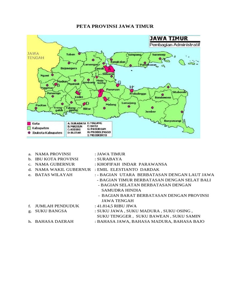 Peta Lengkap Provinsi Jawa Timur | PDF
