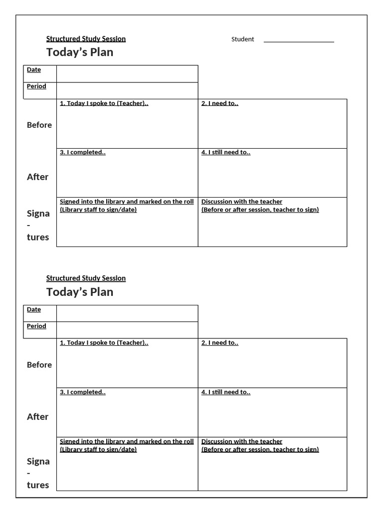Structured Study Session Template | PDF