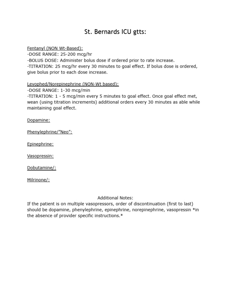ICU Medication Titration Guide | PDF