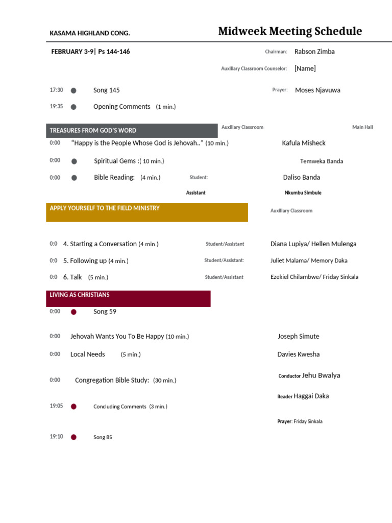 February Meetings Schedule-2025 | PDF | Abrahamic Religions | Ancient ...