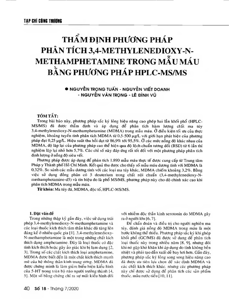 Thấm Định Phương Pháp Phân Methamphetamine Trong MAU Phương Pháp Hplc ...