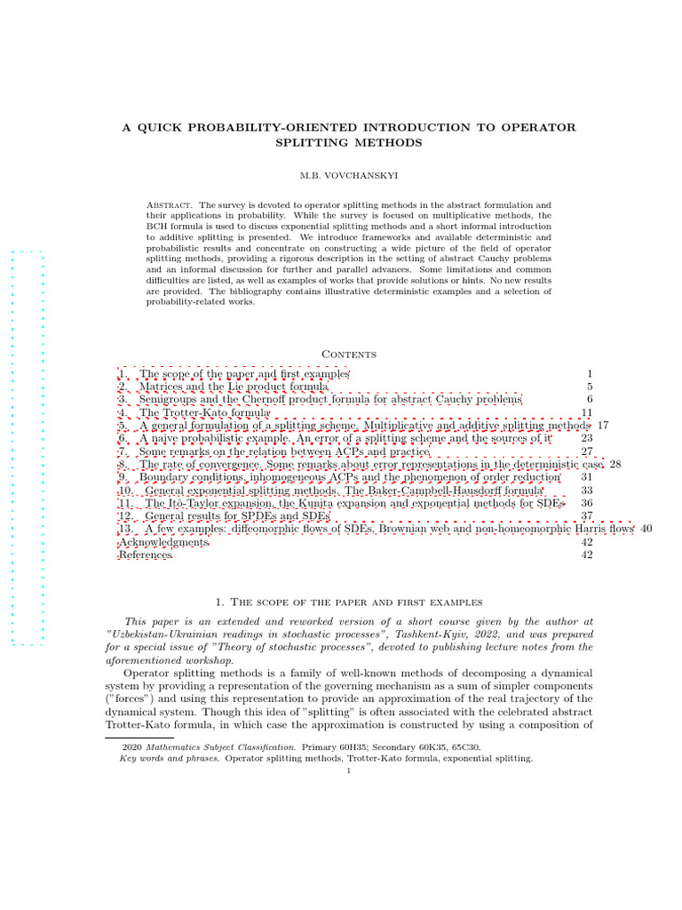 A Quick Probability-Oriented Introduction To Operator Splitting Methods | PDF | Stochastic ...