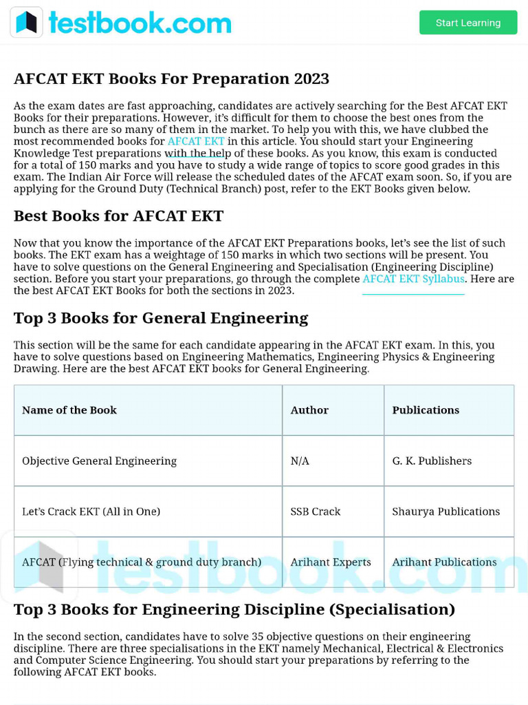 AFCAT EKT Books For Preparation 2023 | PDF
