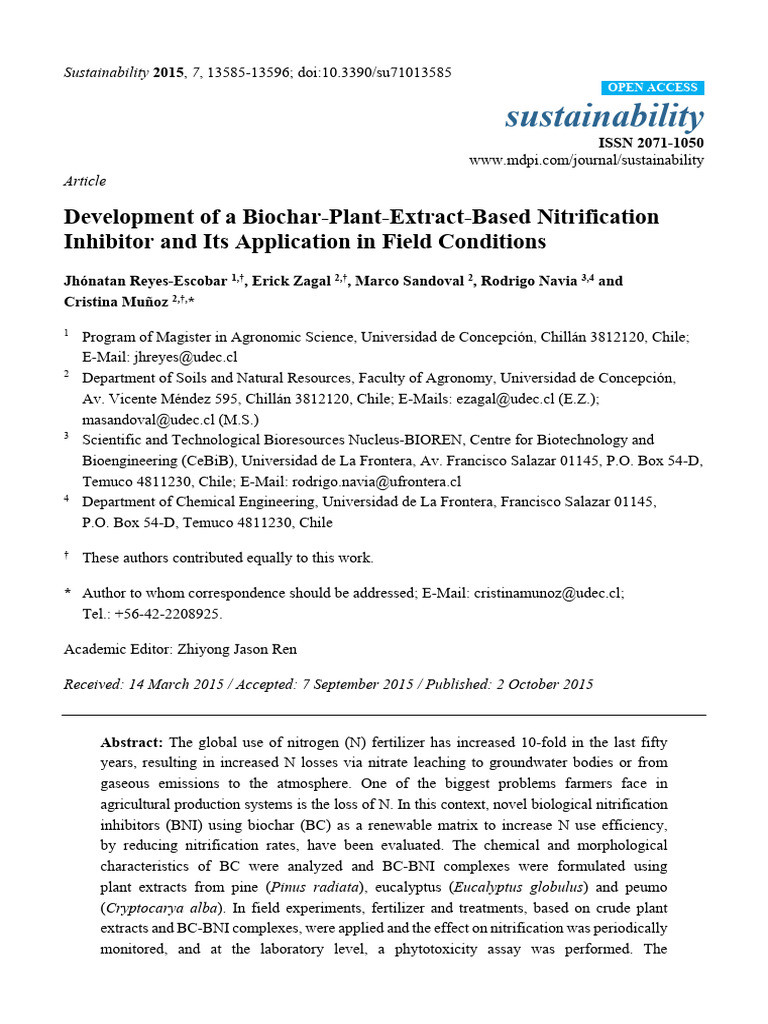 Development of A Biochar-Plant-Extract-Based Nitrification Inhibitor ...