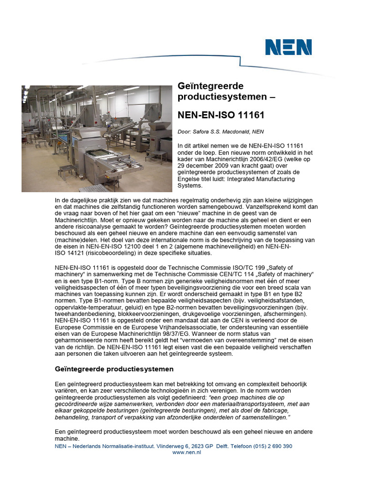 Artikel Over Geintegreerde Productiesystemen NEN-EN-ISO 11161 | PDF