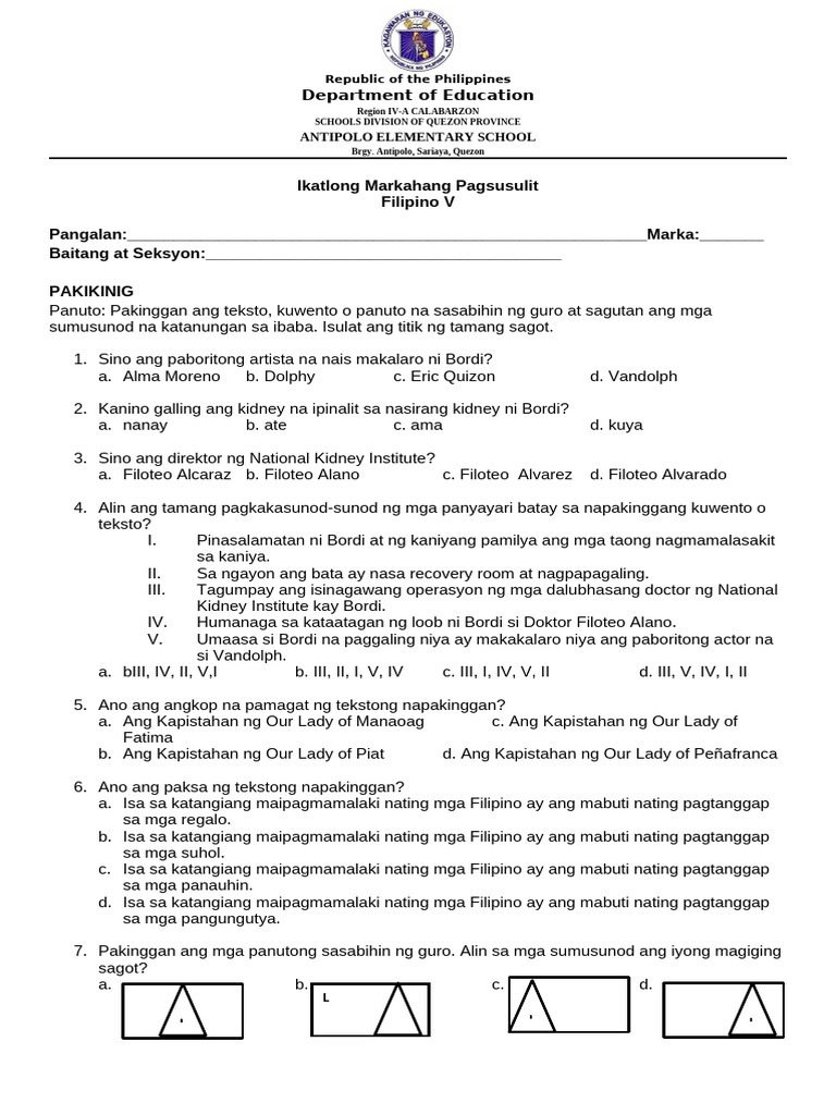PT - Filipino 5 - Q3 | PDF
