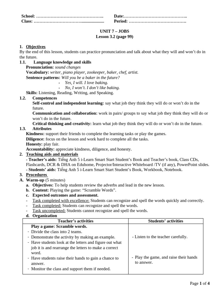 Unit 7 - Lesson 3.2 - Page 99 | PDF | Linguistics | Learning