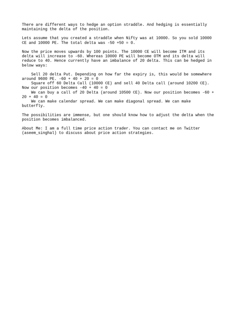 Option Straddle Hedging Guide | PDF