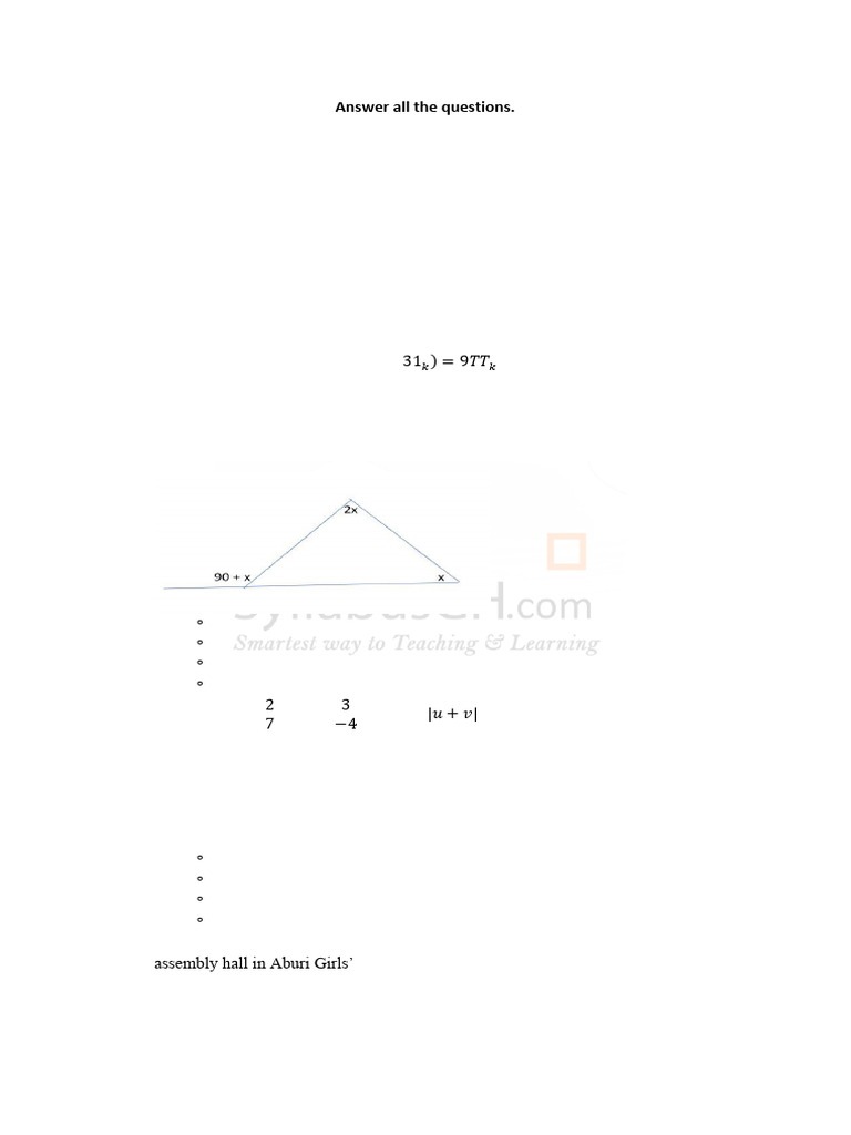 2023 Mock 1 Mathematics Core 1 | PDF | Classical Geometry | Elementary Mathematics