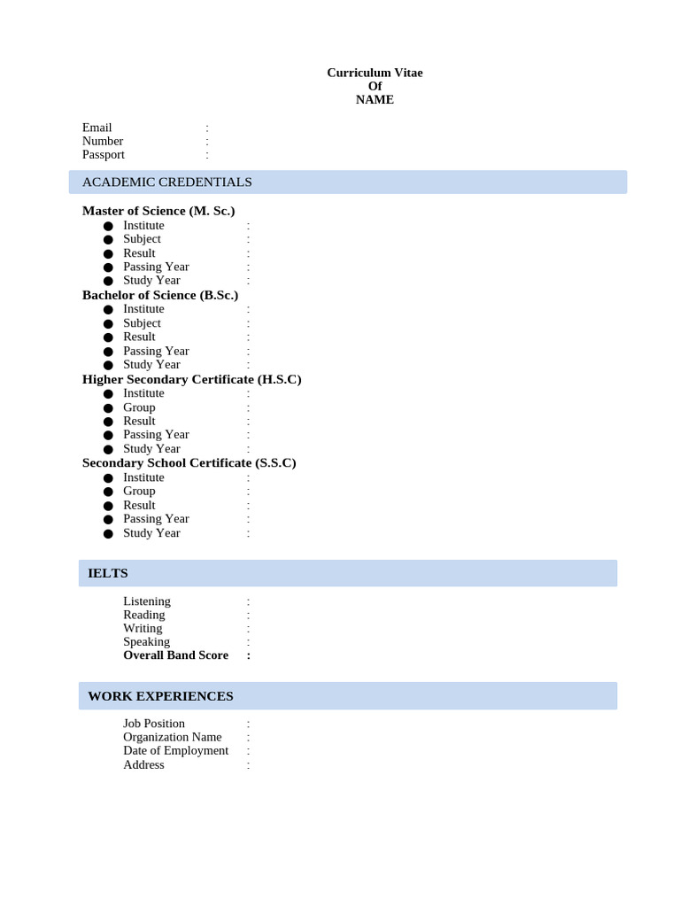 CV Format | PDF