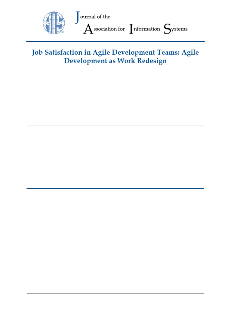 Job Satisfaction in Agile Development Teams: Agile Development As Work Redesign | PDF | Agile ...