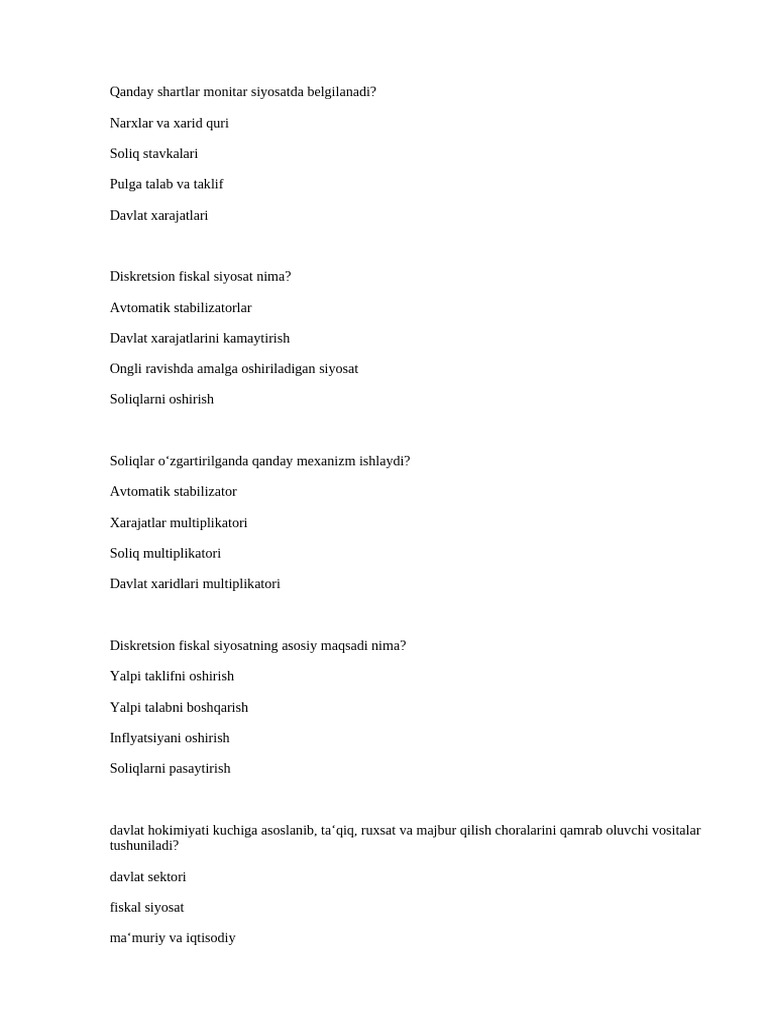 Fiskal va monetar siyosat | PDF