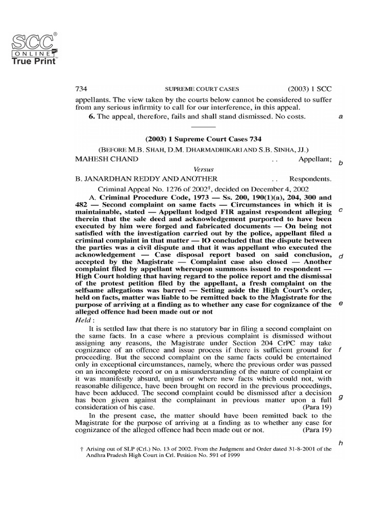 Mahesh Chand v. B. Janardhan Reddy, (2003) 1 SCC 734 - Para. 12-14 | PDF | Supreme Court Of The ...