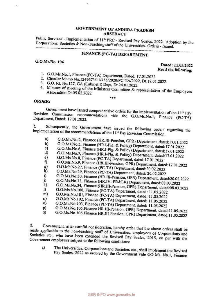 AP PRC 2022 To Non-Teaching Staff of Universities, Employees of ...
