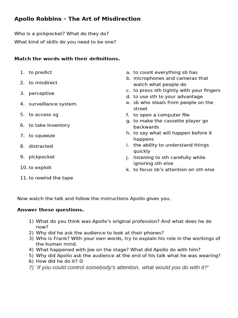 Apollo Robbins The Art of Misdirection | PDF