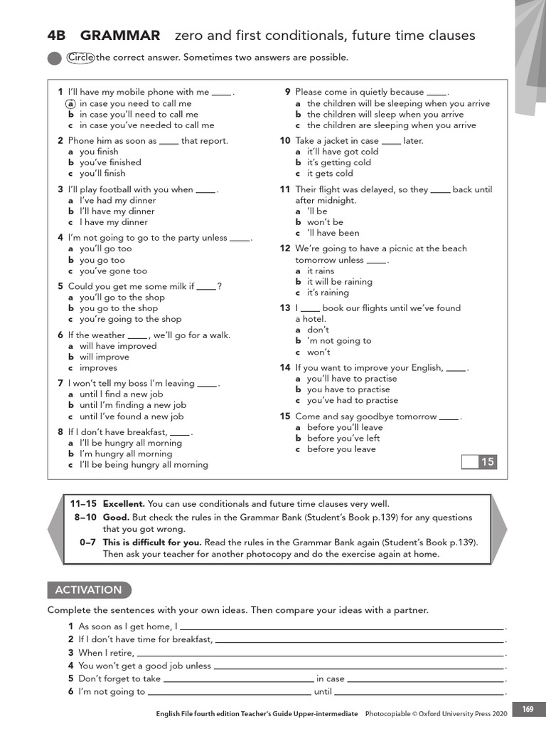 4B (Zero First Conditionals + Future Time Clauses) | PDF