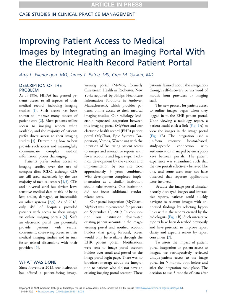 ellenbogen2021 | PDF | Electronic Health Record | Health Care