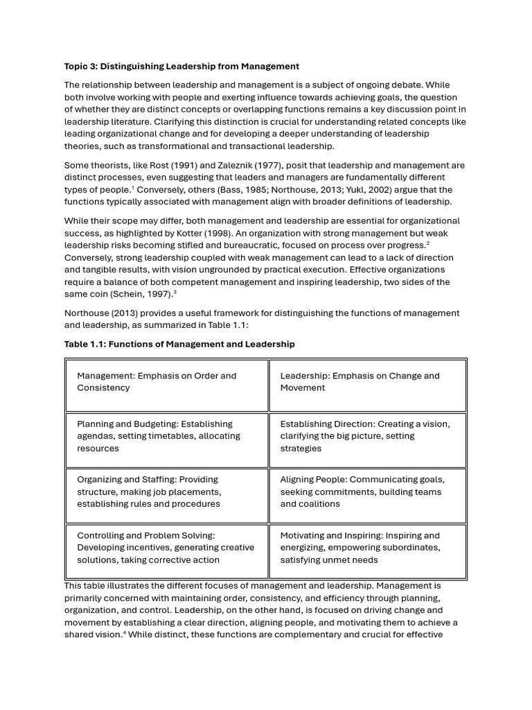 Leadership Vs Management | PDF | Leadership | Behavioural Sciences