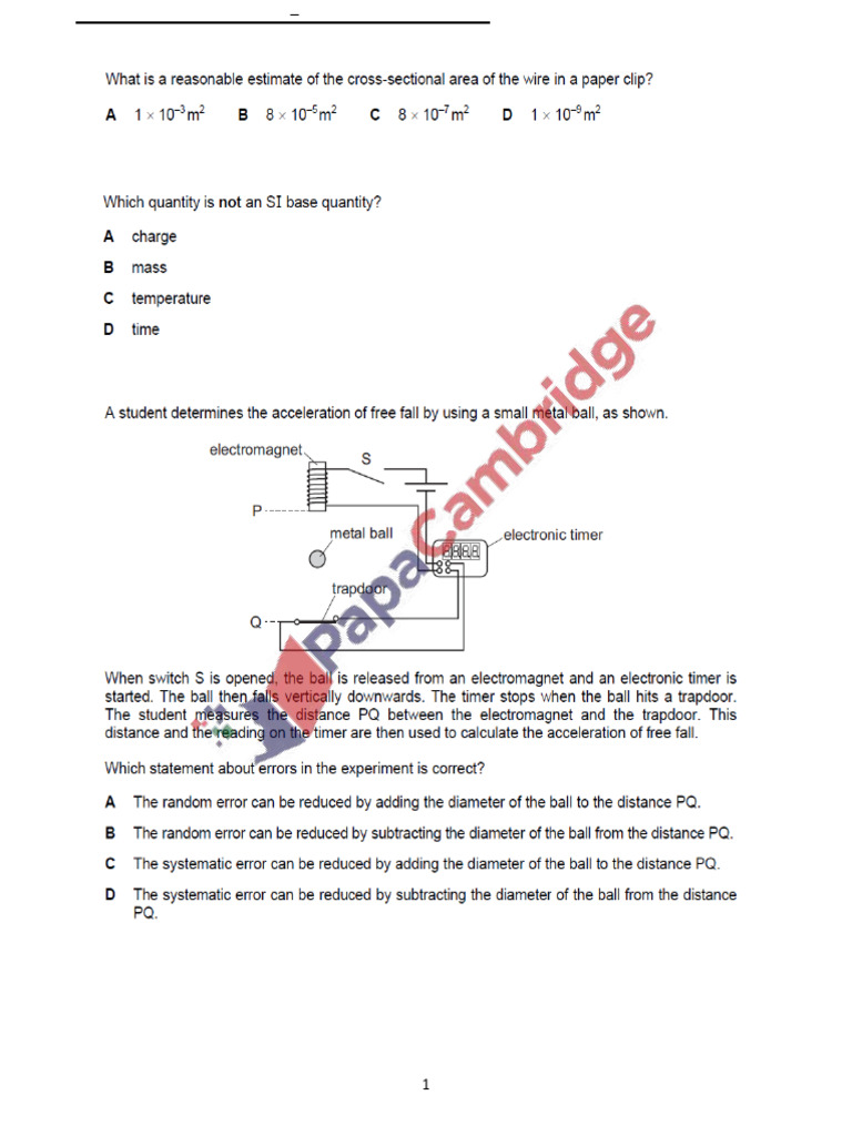 2023 Physical Quantities and Units As Physics 9702 | PDF